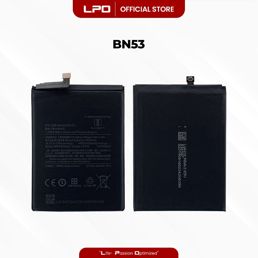 LPO Cellphone Battery BN53 3.8V 19.42Wh 5020mAh Compatible With Xiaomi ...