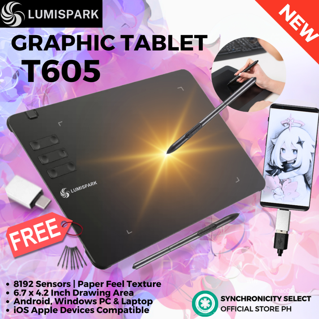 Digital Tablet Graphic Art Pad LUMISPARK NEW T605 T503 Graphics Tablet ...