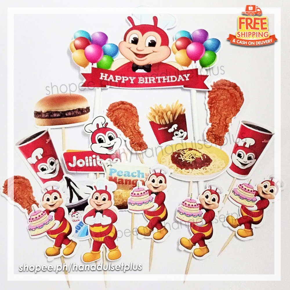 Jollibee Cake Topper Happy Birthday ctplus ♥ | Shopee Philippines