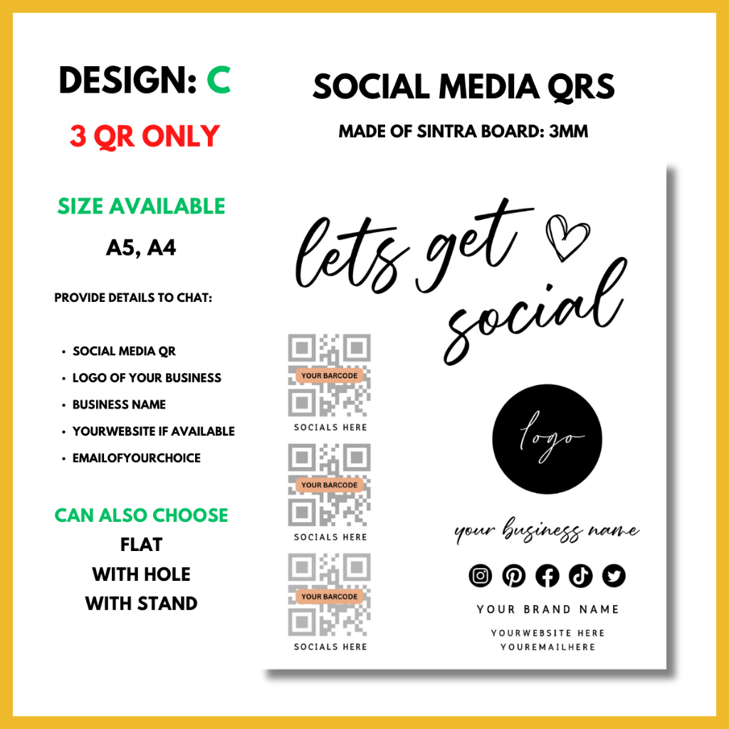 Social Media QR Code Sign Scan to Connect Flat Standee Scan to Follow ...