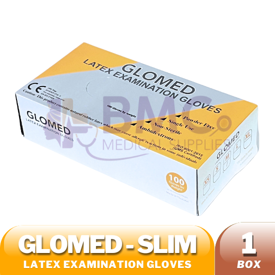 Glomed Slim Latex Examination Gloves (100's/box) (50pairs/box) | Shopee ...