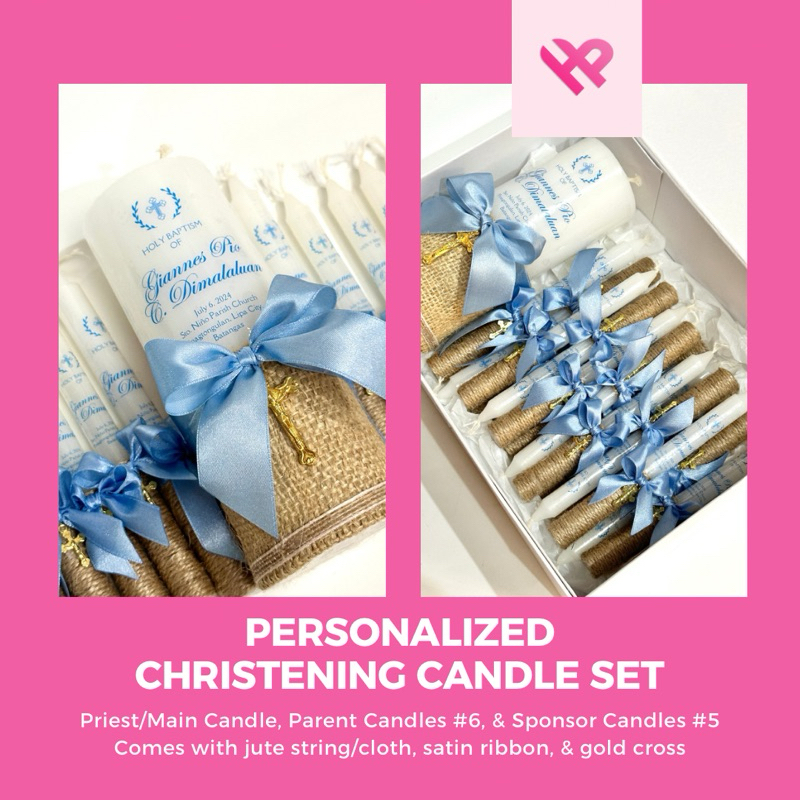 PERSONALIZED CHRISTENING CANDLE SET (Heart Pieces by Nikhail) | Shopee ...