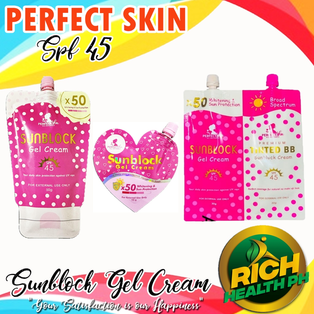 Perfect Skin Sunblock Gel Cream SPF 45 Whitening and Sun Protection ...