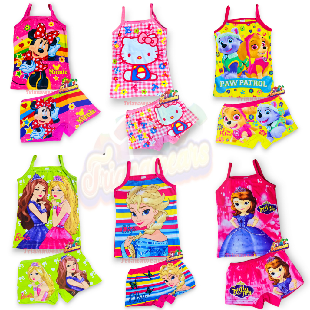 Character Terno Spaghetti And Boyleg For Kids Set For Girl Cotton ...