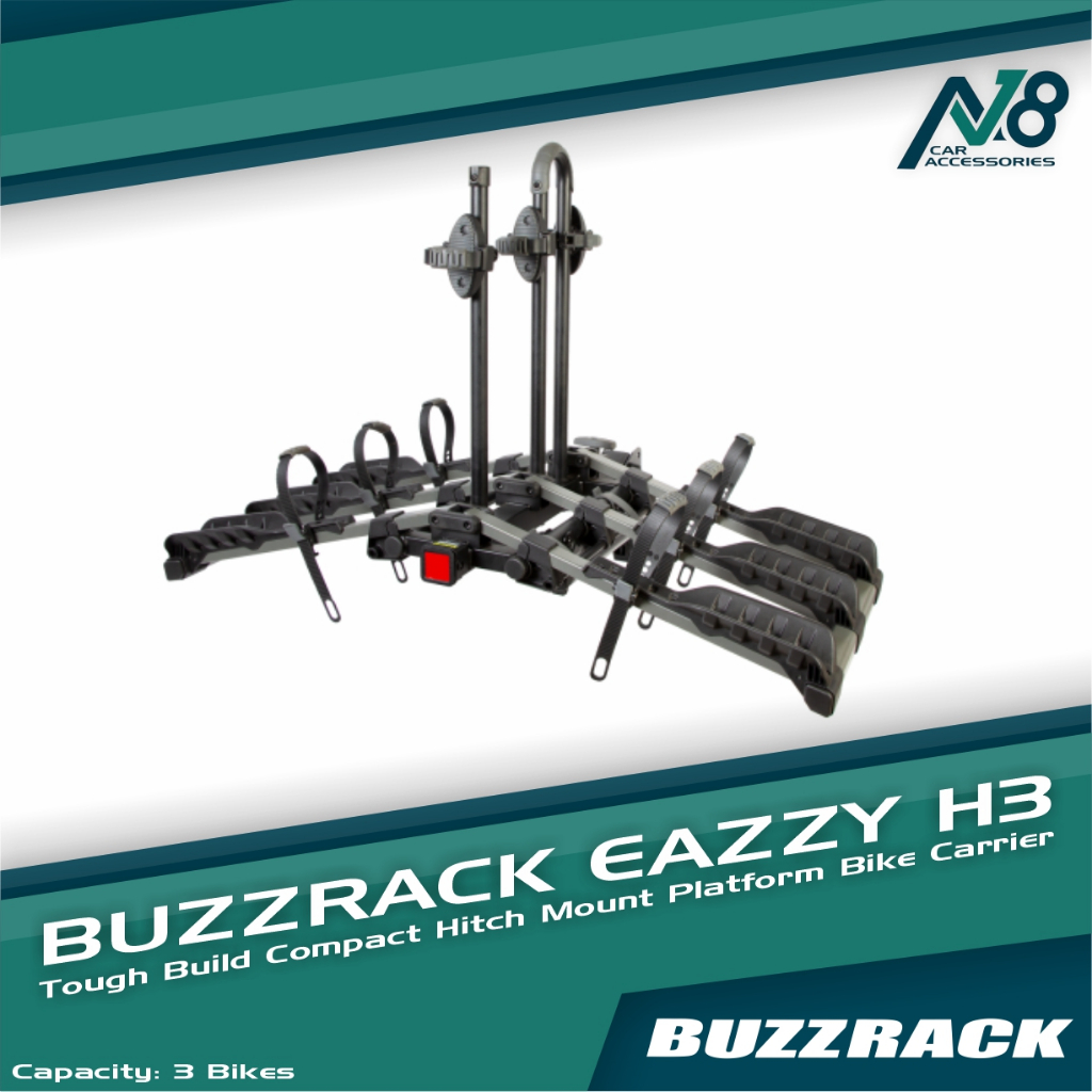 Buzzrack Bike Rack EAZZY H3 Compact Hitch Mount Platform 3 Bike Carrier ...