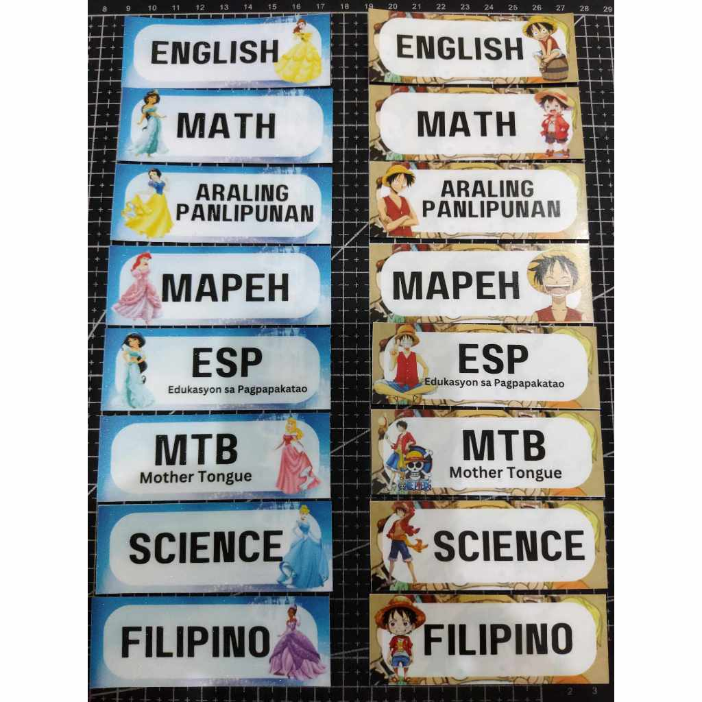 SUBJECT & NAME LABEL STICKERS - #001 /23 RANDOM DESIGNS / 16pcs ...