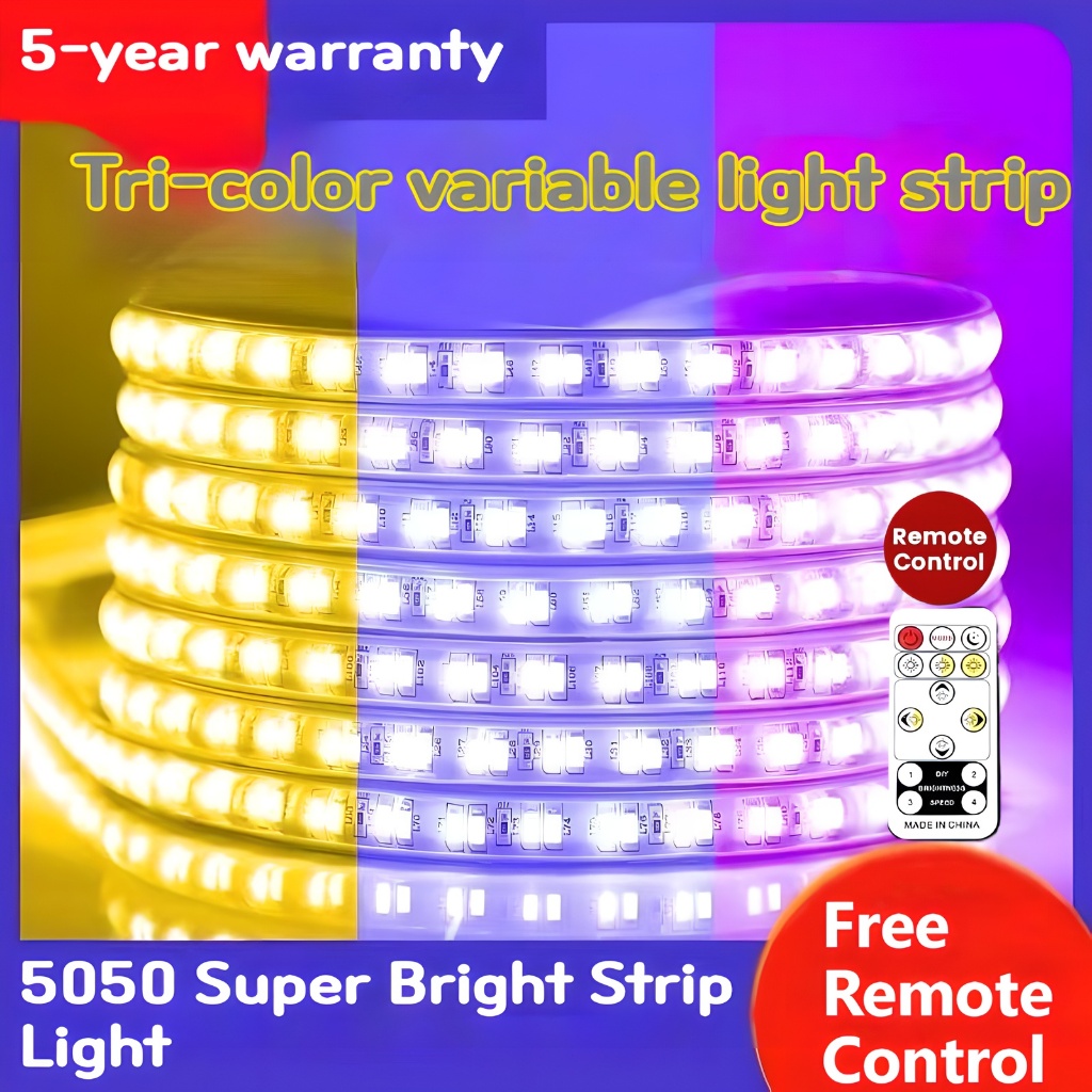 5M-30M Tri-Colors Remote Control Dimming LED strip Light Waterproof ...