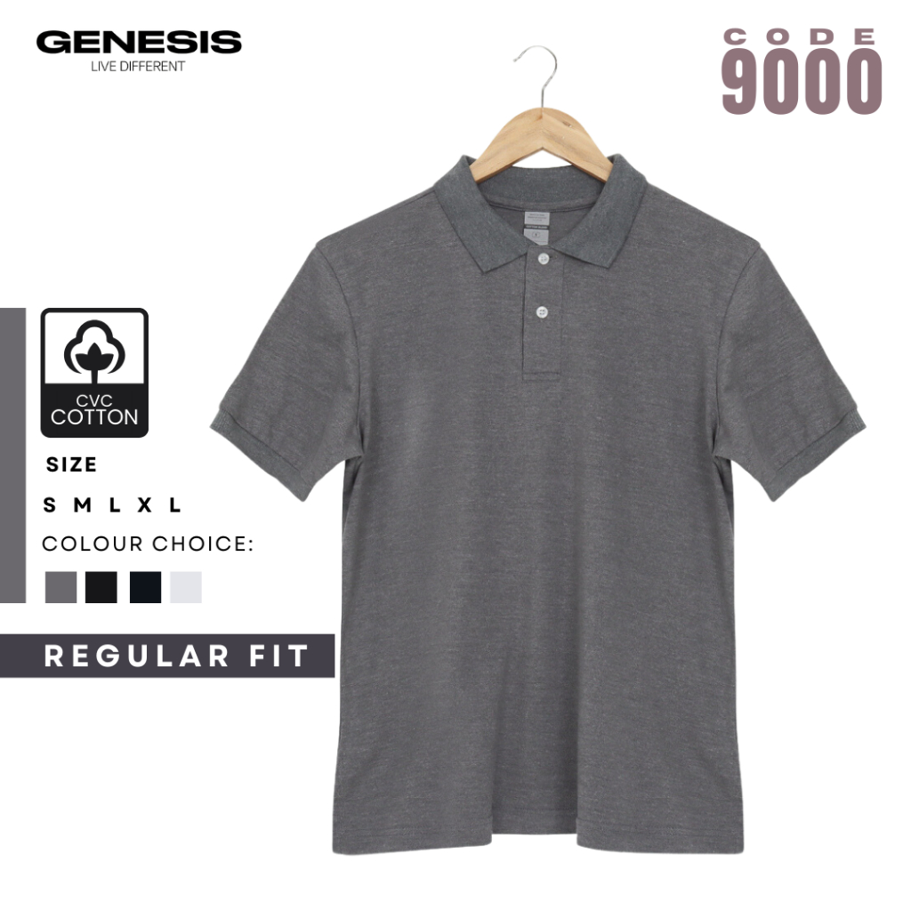 Genesis Clothing Co- (GRAY) #9000 Unisex Premium Plain Pique Polo Shirt ...