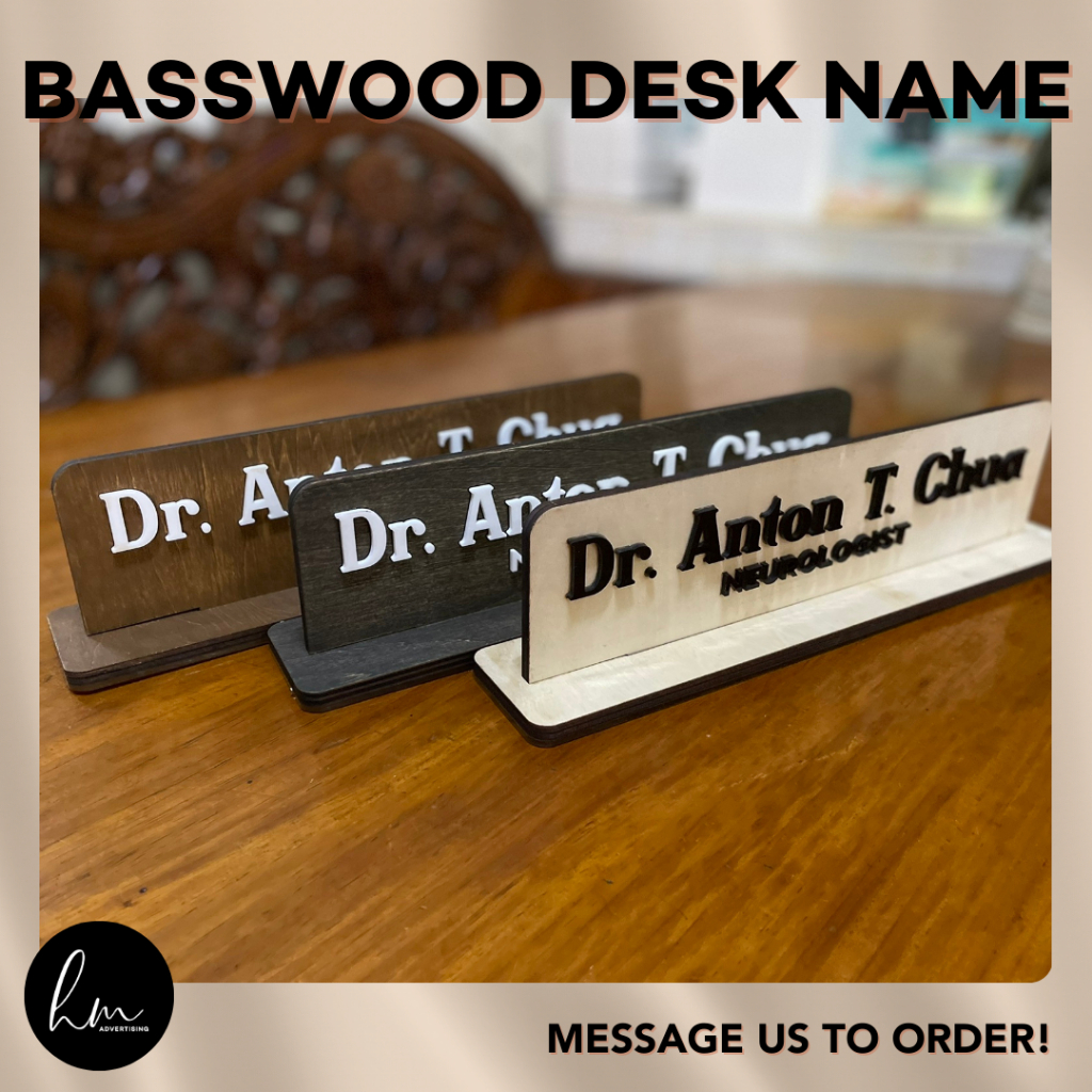 Basswood Desk Name Plate | Office Table Top | Personalized Table Name ...