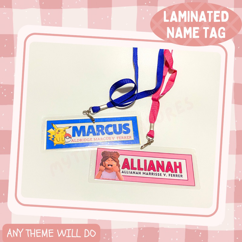 CUSTOMIZED LAMINATED NAME TAG FOR STUDENTS ANY THEME WILL DO | Shopee ...
