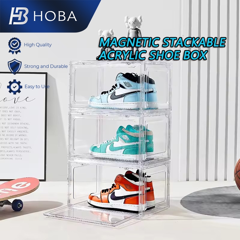 Hoba Acrylic shoe box Magnetic side drop shoe box Stackable Large ...