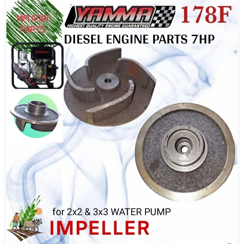 IMPELLER FOR YAMMA AIRCOOLED DIESEL ENGINE 7HP WATER PUMP 2X2 3X3 ...