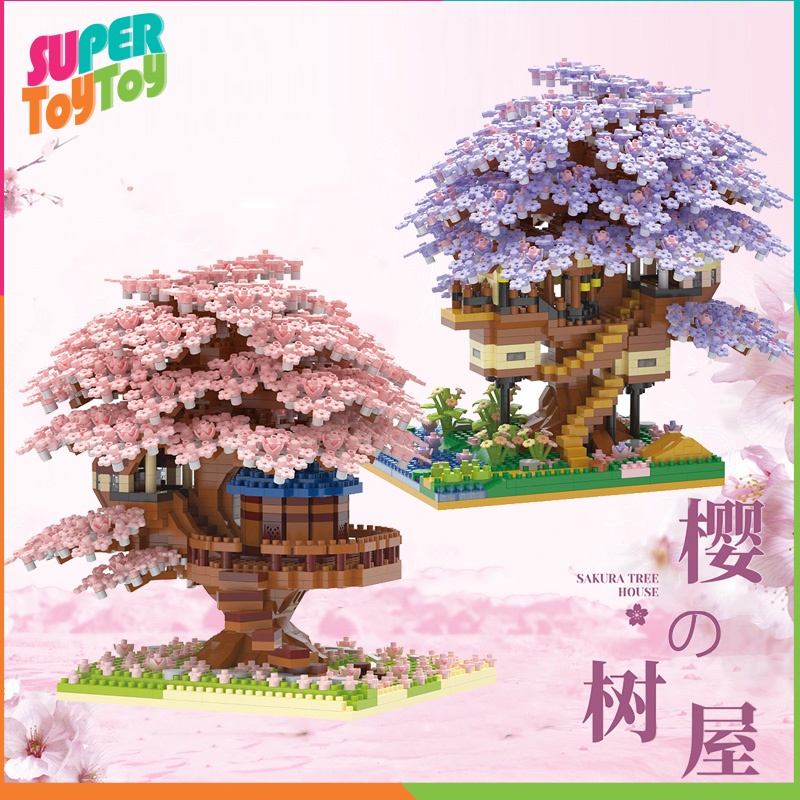 Sakura Tree House Building Blocks Garden Castle Educational Assembling ...