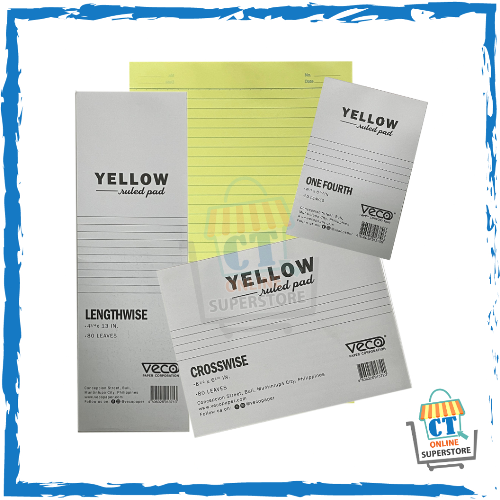 Good Quality Veco Yellow Ruled Pad 80lvs Paper Yellow Pad | Shopee ...