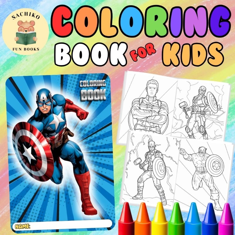 CAPTAIN AMERICA MARVEL SUPERHERO COLORING BOOK SACHIKO FUN BOOKS ...
