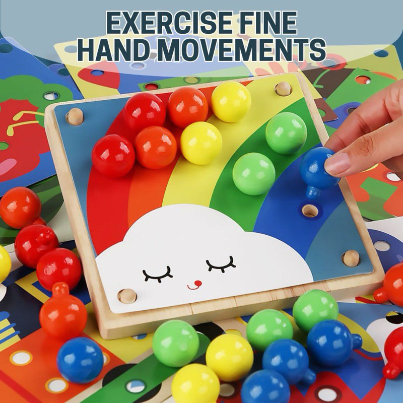 Wooden Button Nails / Button Art Toys Preschool Learning Education/ Peg ...