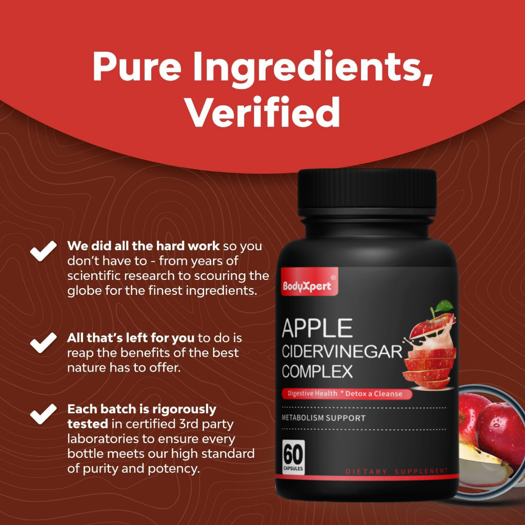 Apple Cider Capsule Supplement+ Digestive enzyme and prebiotic fiber ...