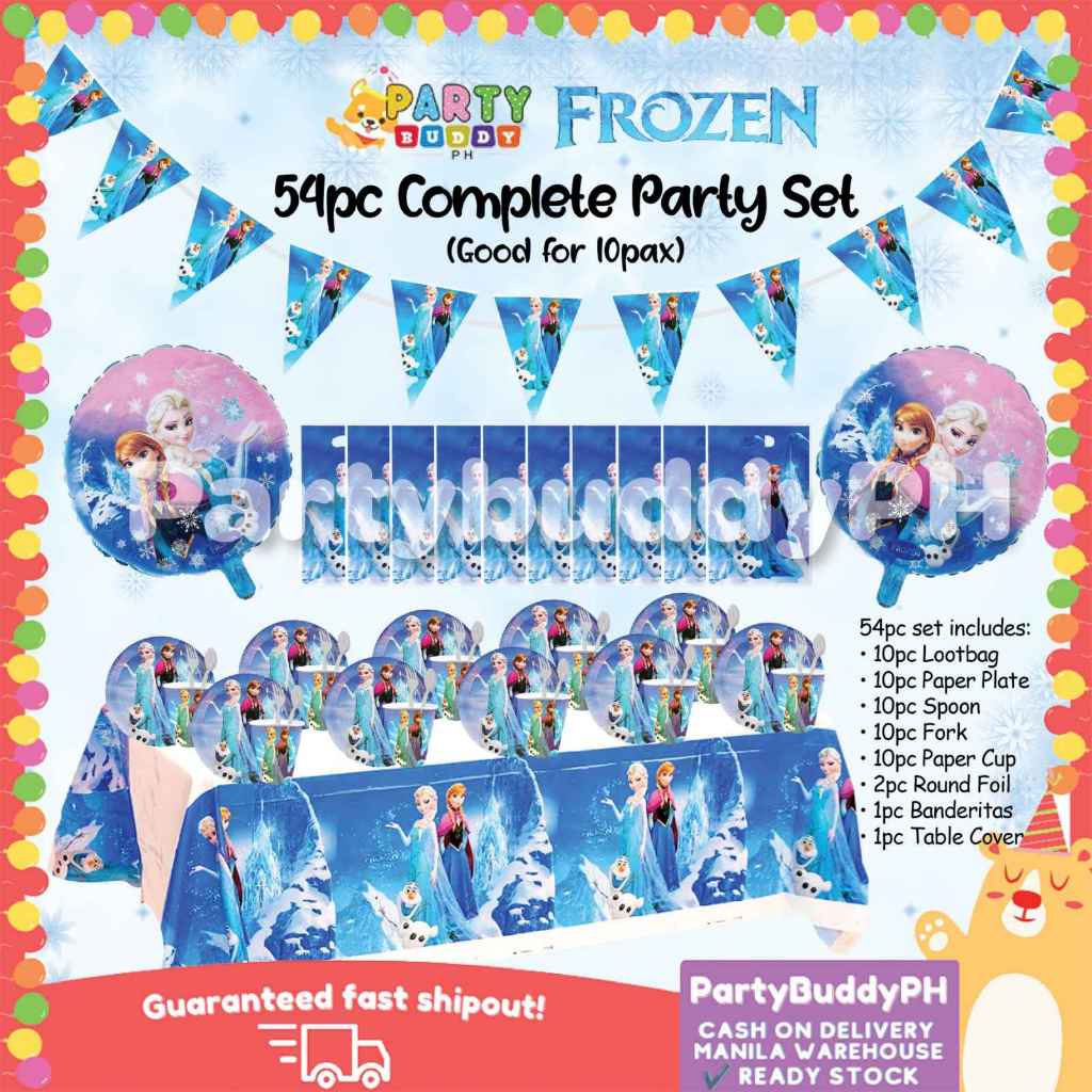 54pc Frozen Complete Package Set Spoon Fork Plate Cup Lootbag ...