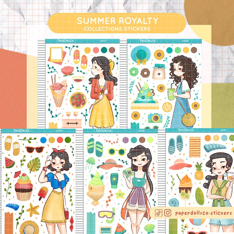 Summer Royalty Paperdollzco Planner Sticker Collections | C257 C258 ...