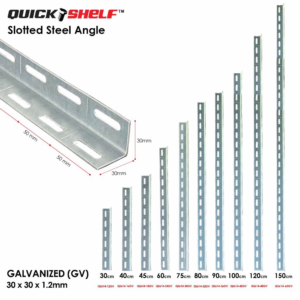 Galvanized (Oval Hole) Slotted Steel Angle Bar QS614 DIY Storage ...