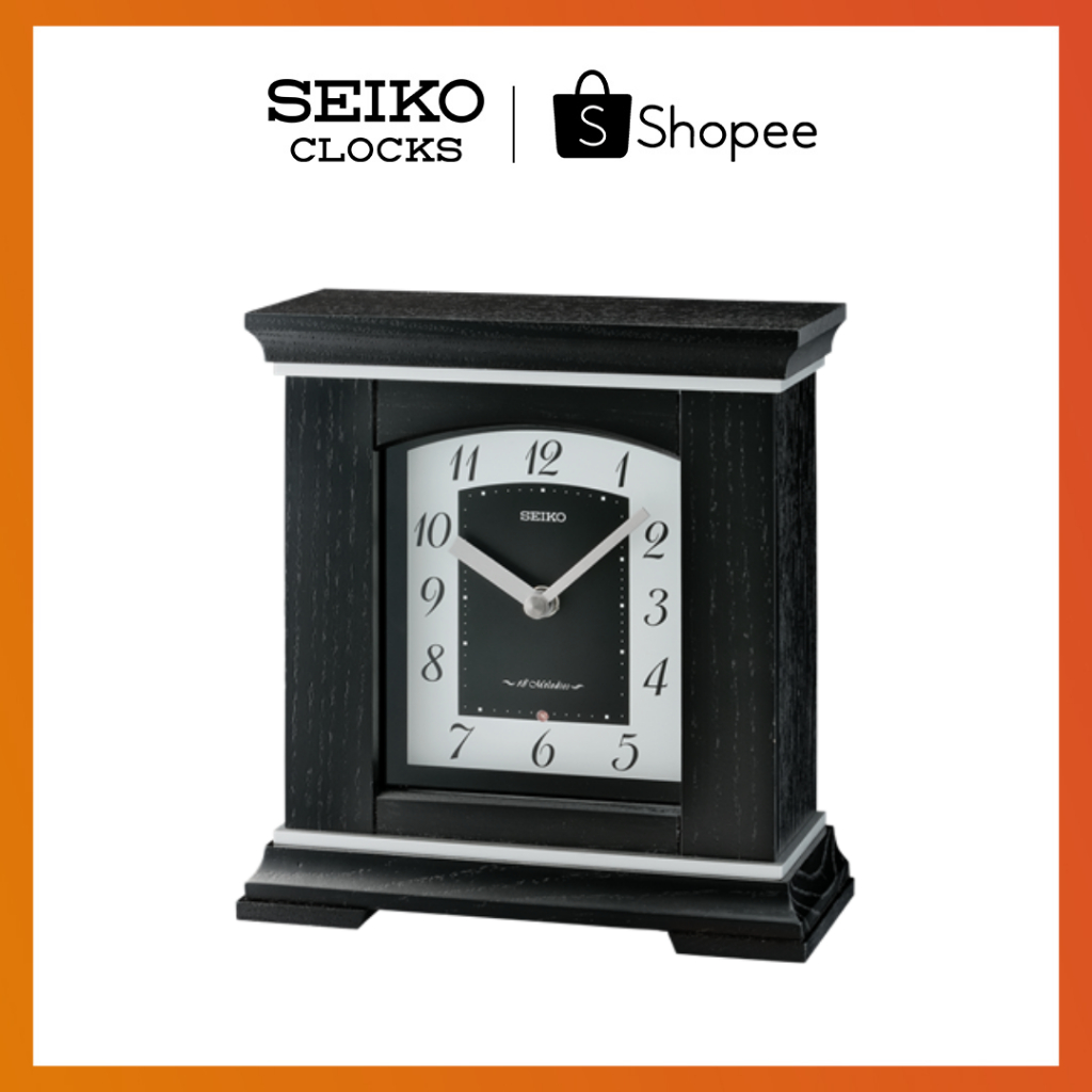 Seiko Table Clock QXW249K Black Dial Black Case Musical Clock 21cm ...
