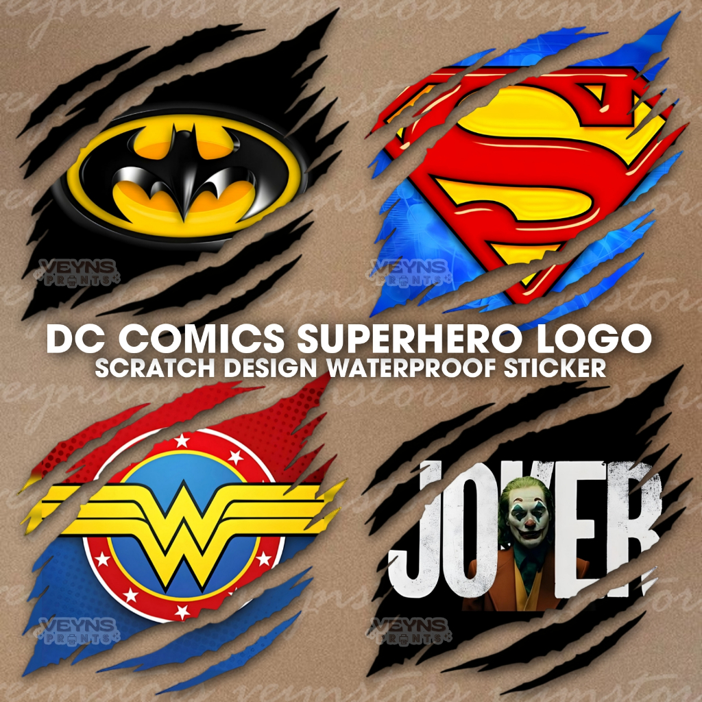 DC COMICS SUPERMAN BATMAN JOKER FLASH WONDER WOMAN AQUAMAN LOGO SCRATCH ...