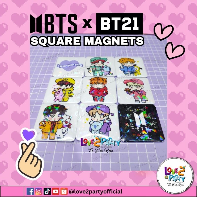 BTS x BT21 Inspired Square Magnet Set | Shopee Philippines