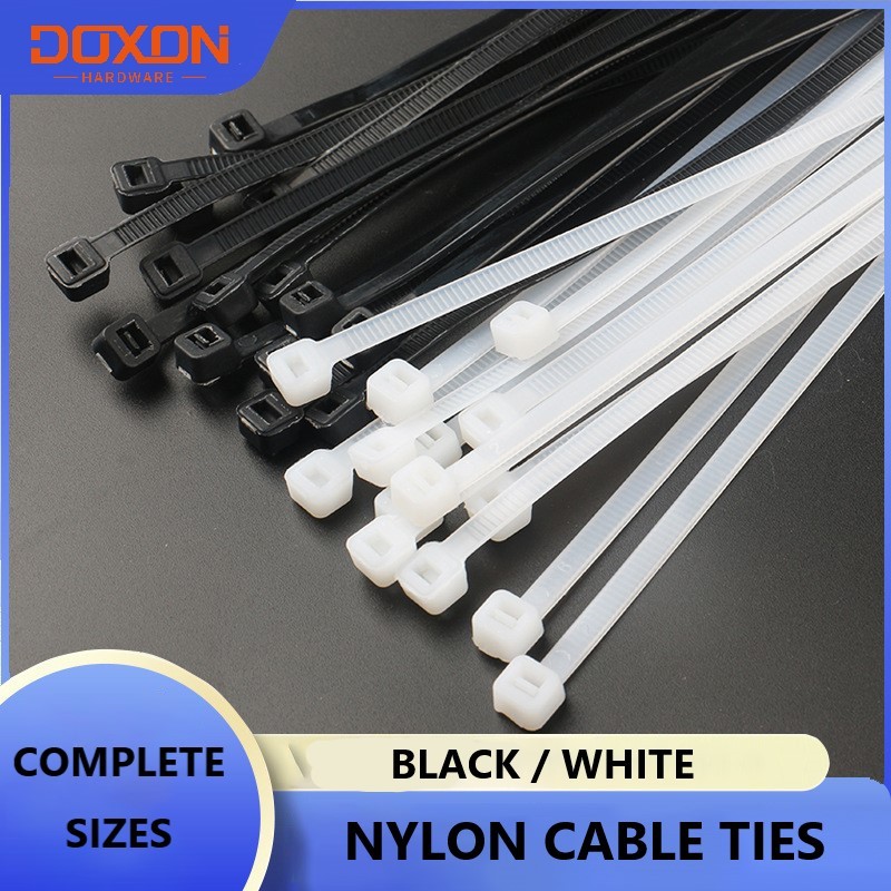 DOXON Cable Tie Black/White Locking Zip Tie Nylon Cable Tie 100pcs ...