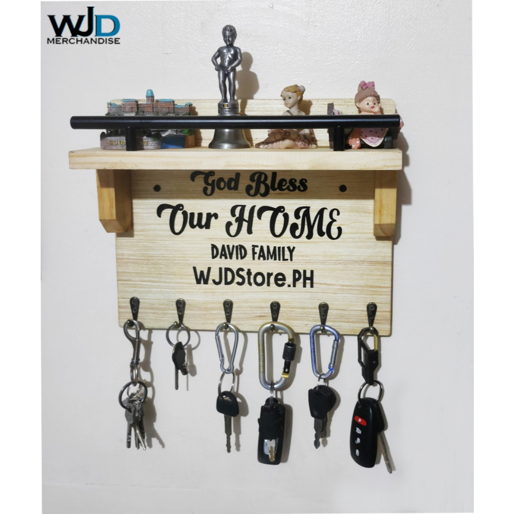 Wooden Key Holder Personalized for Wall Decoration with 6 Key Hooks ...