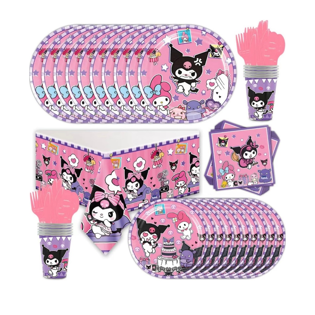 Agar.Shop Kuromi Disposable Party Tableware Set Birthday Party Supplies ...