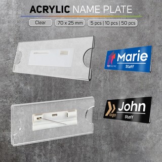 5pcs Photo Insert Acrylic Name Plate Blank Insertable Name Badge ...