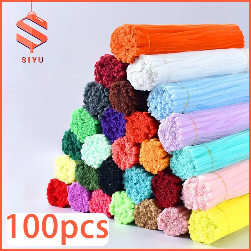100pcs Fuzzy Wire Chenille Stem Handmade Diy Toys Making Art Material ...