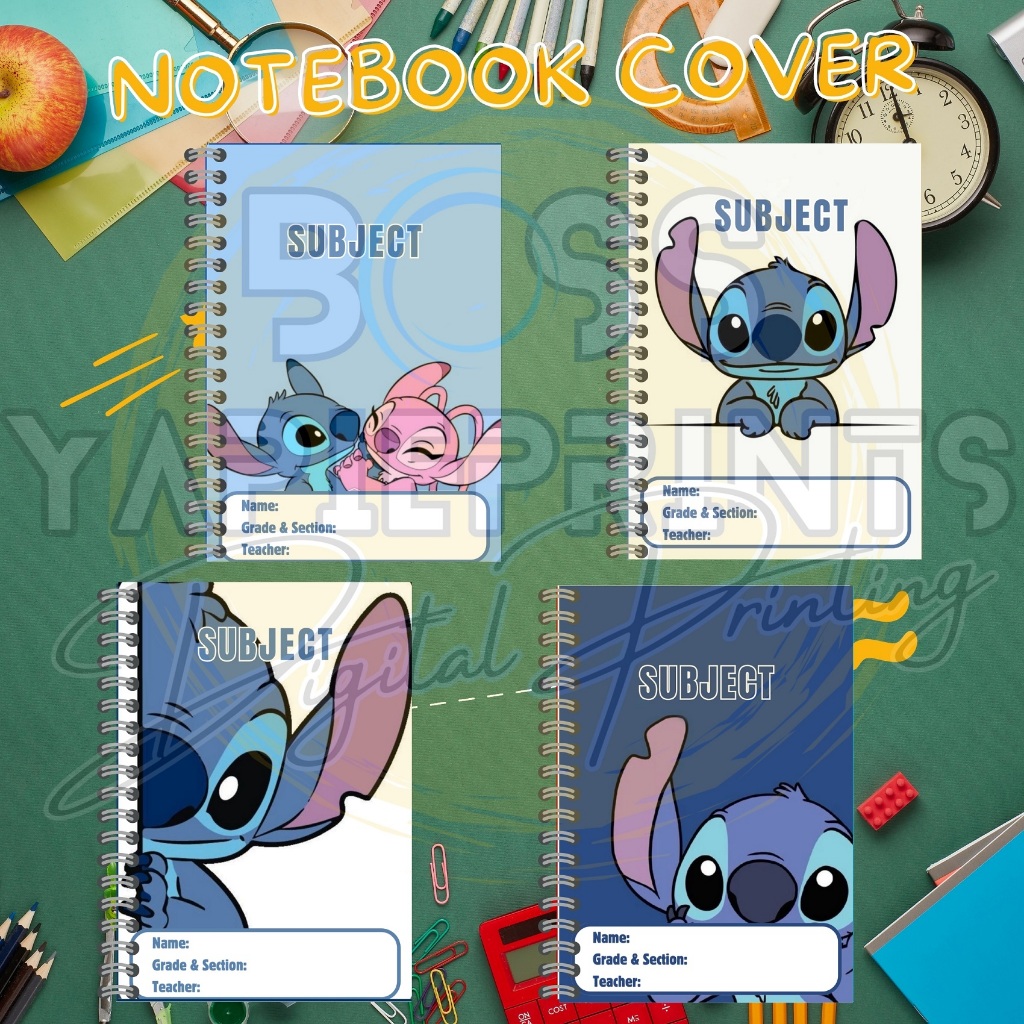 STITCH CHARACTER DESIGN NOTEBOOKS PERSONALIZED COVER WITH NAME, SUBJECT ...