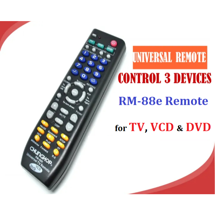 [a3] RM88E Universal Remote for TV DVD VCD 3in1 Universal Remote ...