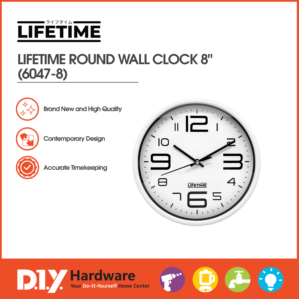 LIFETIME by DIY Hardware Round Wall Clock 8" 6047 - 8 | Shopee Philippines