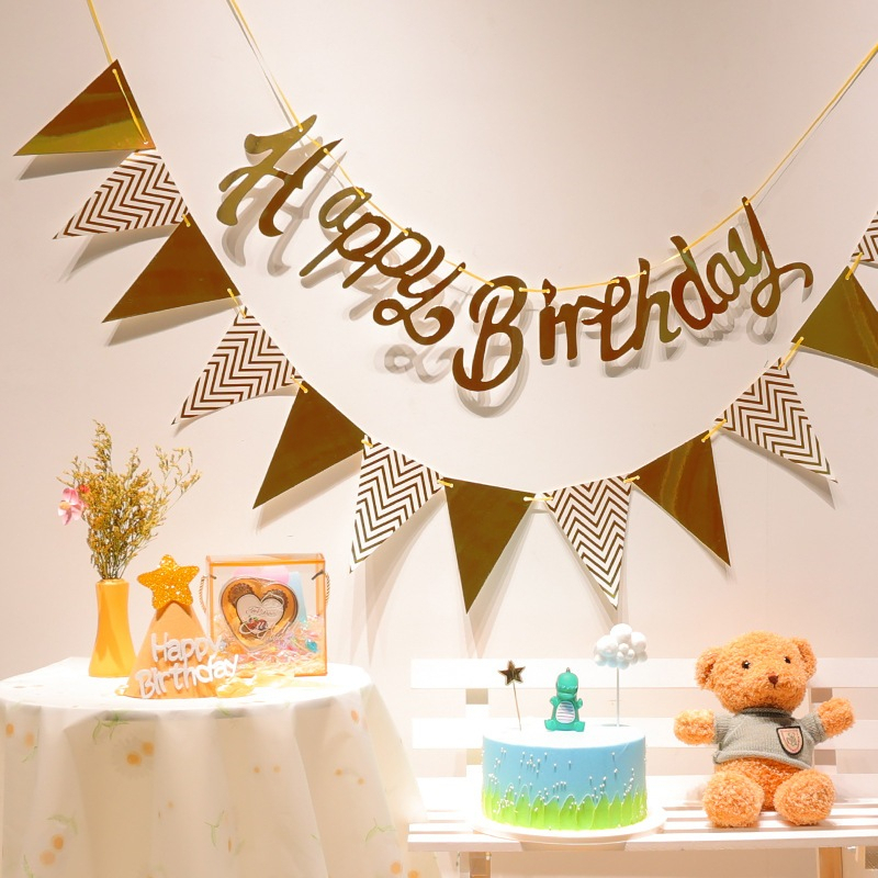 Happy Birthday Bunting Script Cursive High Quality Birthday Decoration ...