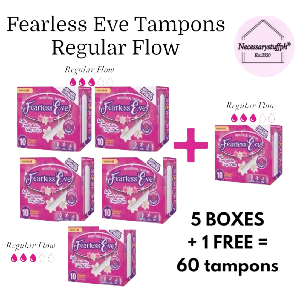 Fearless Eve Menstrual Tampons for Regular Flow 5 Boxes + 1 FREE ...
