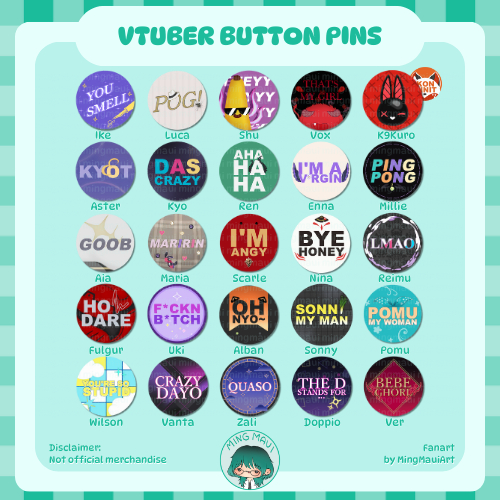 Vtuber Quote Matte Button Pins | MingMauiArt | Shopee Philippines
