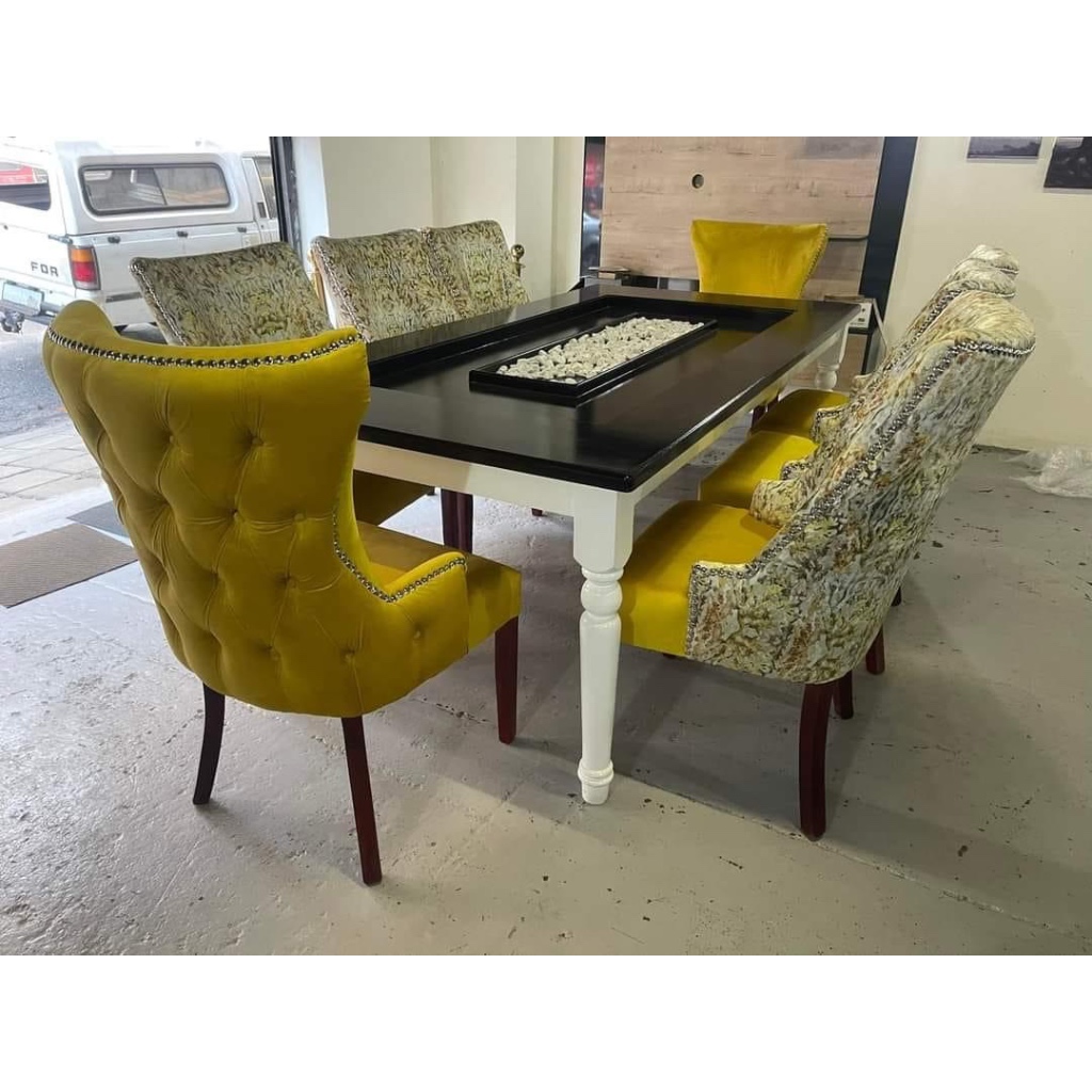Brand New beautiful 8 seater mustard themed dining set. | Shopee ...
