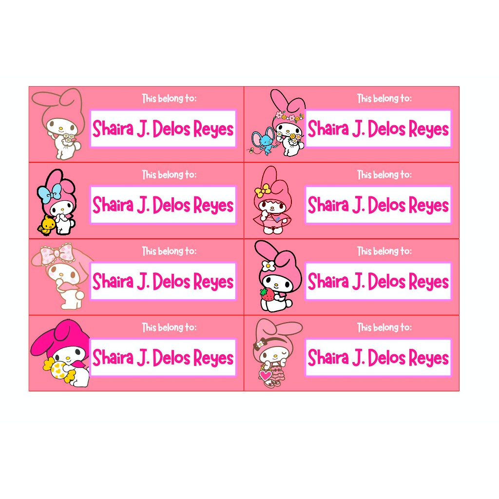 Kuromi inspired NAME TAG Laminated free lace for school personalized ...