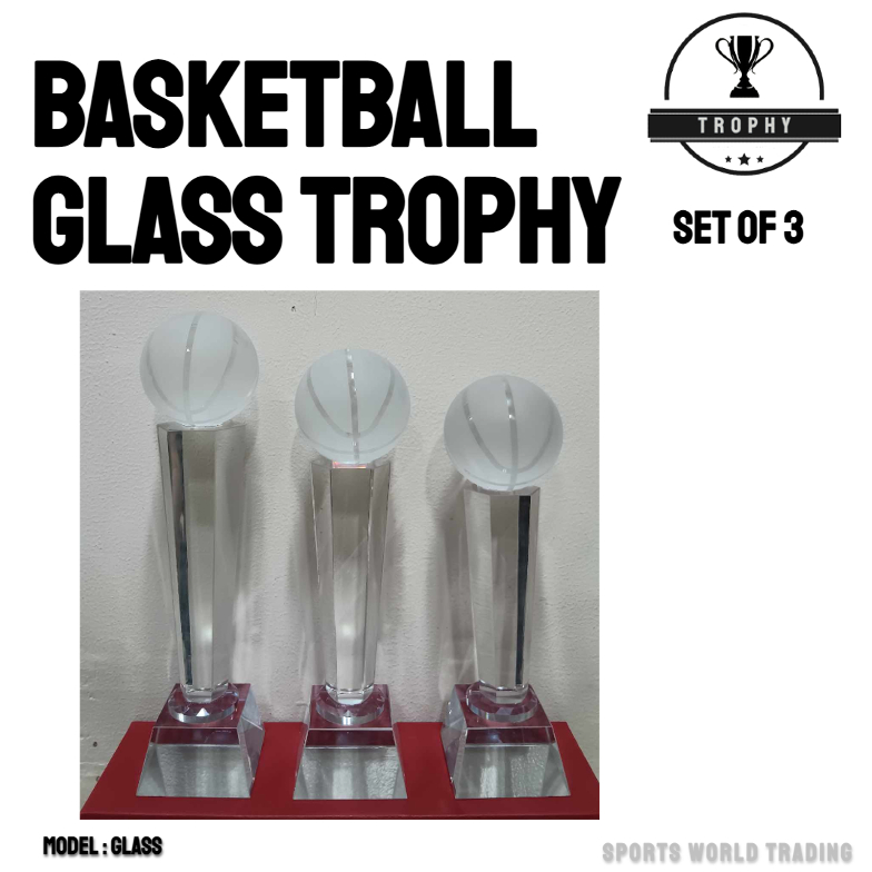BASKETBALL GLASS TROPHY(SET OF 3)(HEIGHT 29cm/27cm/25cm) | Shopee ...