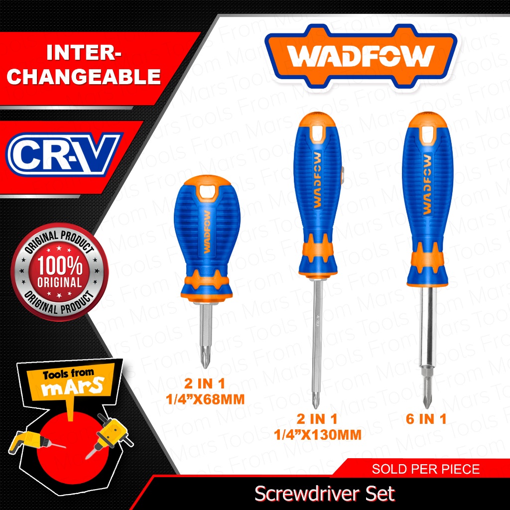 WADFOW 2IN1/6IN1 Interchangeable Multi-Purpose Screwdriver Set Hand ...