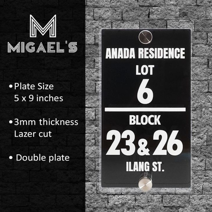 HOUSE NUMBER PLATE/HOME NUMBER/BLK AND LOT/PERSONALIZED SIGNAGE/ACRYLIC ...