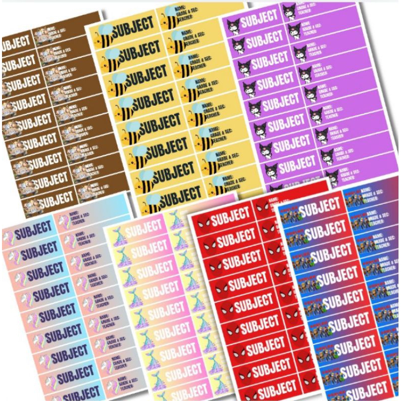HIGH QUALITY GLOSSY name and subject label sticker back to school ...