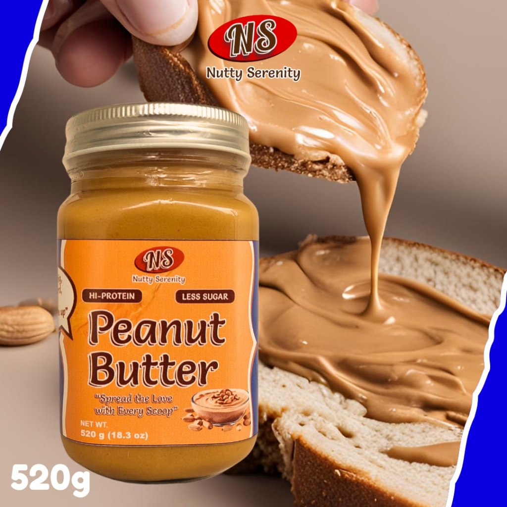 NUTTY SERENITY Peanut Butter Spread Less Sugar High Protein Glass Jar ...