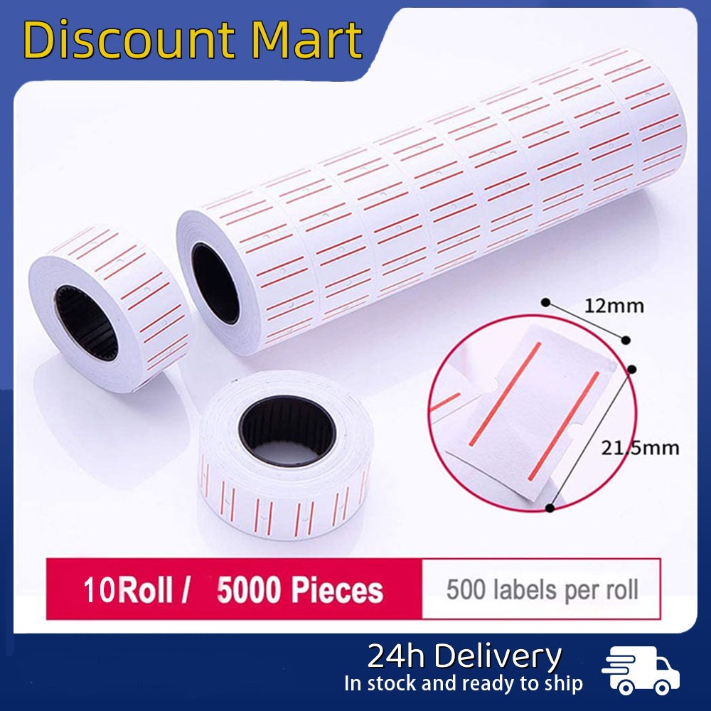 5000pcs/10 ROLLS White Price Tag Sticker Pricing Label Sticker Paper ...