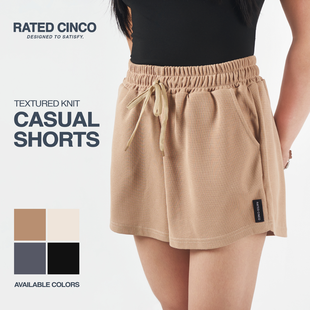 Texture knit casual shorts for women | drawstring shorts with branding ...