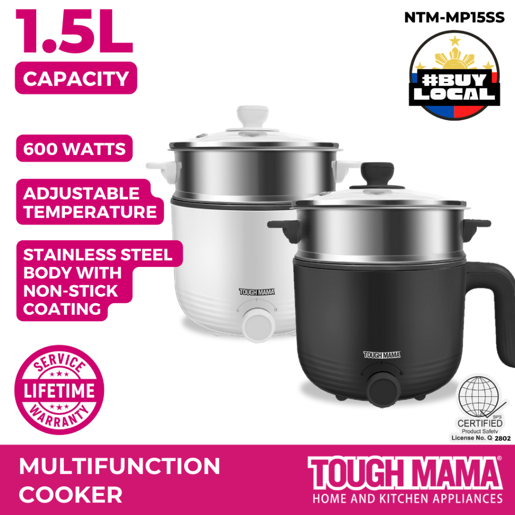 Tough Mama NTM-MP15SS Multipot 1.5L Multicooker Non-Stick Pot Electric ...