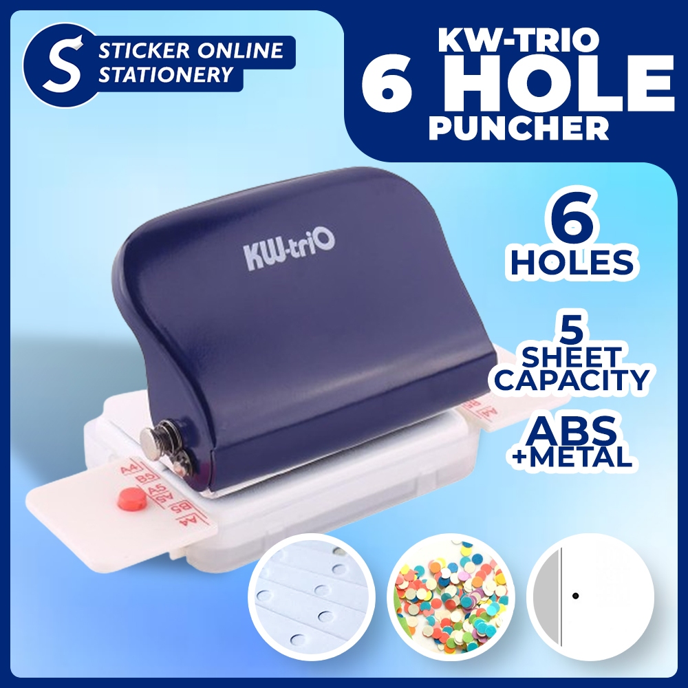 Kw Trio 6 Hole Puncher Handheld Metal Round Paper Punch Hole 6mm For A4