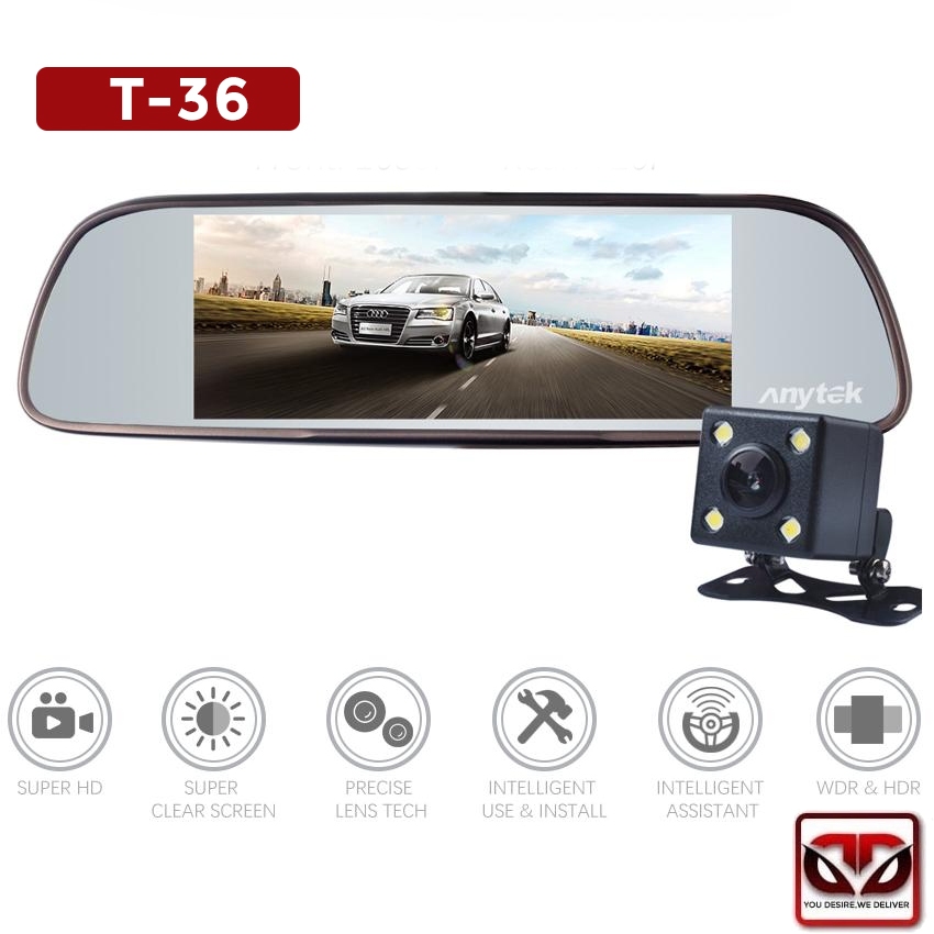 D&D Anytek T36 Dual Lens Auto DVR Camera Car Video Recorder Rearview ...